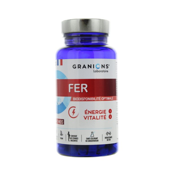 Granions Fer 60 gélules végétales - Energie, vitalité