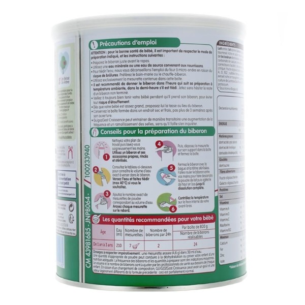 Guigoz Gest Croissance 3e âge - Lait en poudre de 1 à 3 ans