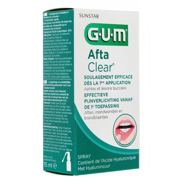 Gum Aftaclear Spray 15 ml - Aphtes - Prothèses dentaire, orthodontie
