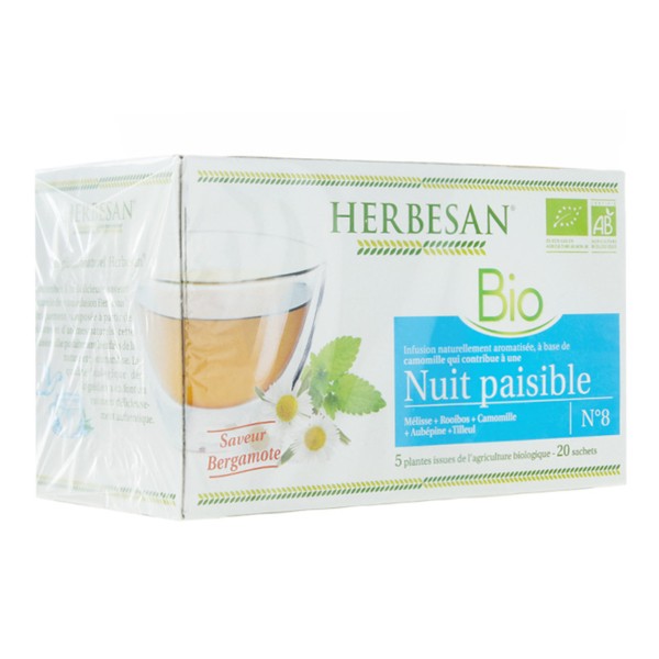 Herbesan infusion Nuit Paisible Bio n°8 x 20 - Phytothérapie Sommeil