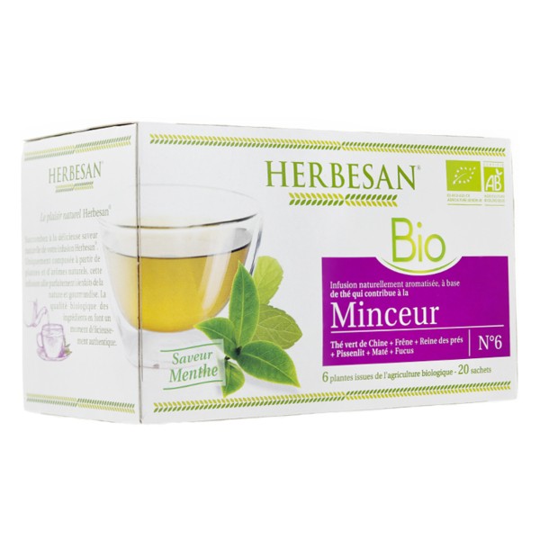 Herbesan Infusion Bio minceur 20 sachets – Draineur et brûleur de graisses