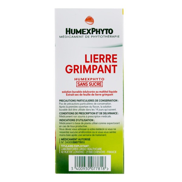 HumexPhyto Lierre grimpant Sirop toux grasse sans sucre - Bronchite