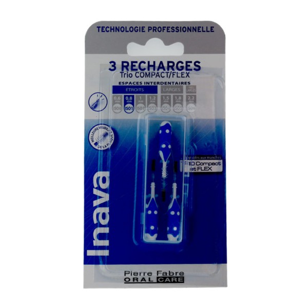 Inava Brossettes Interdentaires Trio Compact recharges - Hygiène dents
