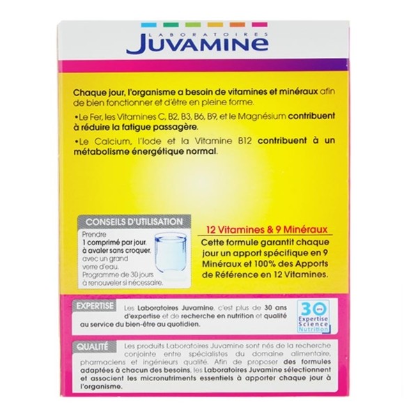 Juvamine 12 vitamines et 9 minéraux - Fatigue passagère - Energie