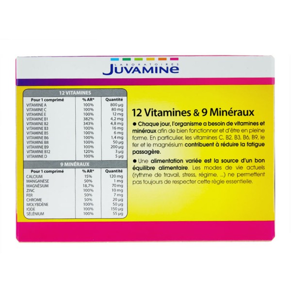 Juvamine 12 vitamines & 9 minéraux comprimés effervescents - Fatigue