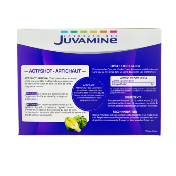 Juvamine Acti'Shot Artichaut 10 unidoses - Ventre plat, draineur