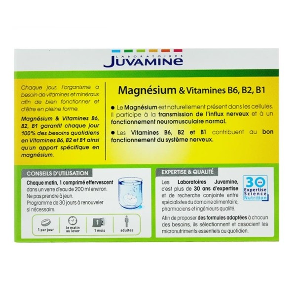Juvamine Magnésium et Vitamines B6, B2, B1 comprimés - Vitalité