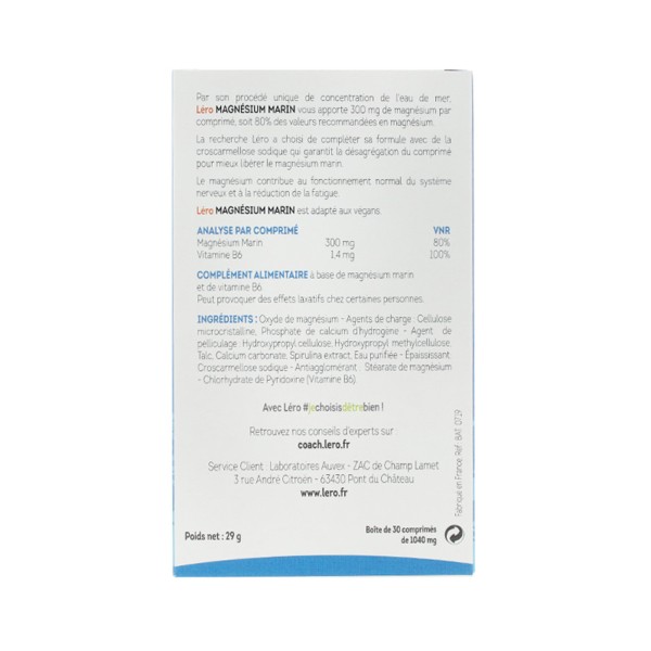 Lero Magnesium 30 comprimés - Réduction de la fatigue