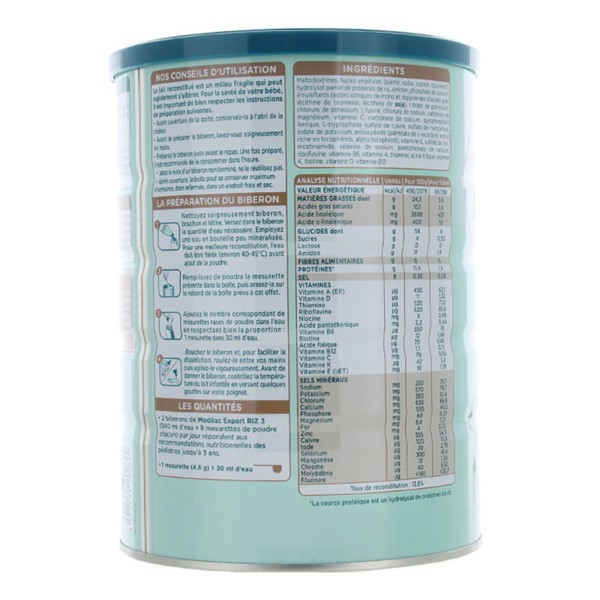 Modilac Expert Riz lait 3ème âge 800 g - Allergies au lait de vache (APLV)