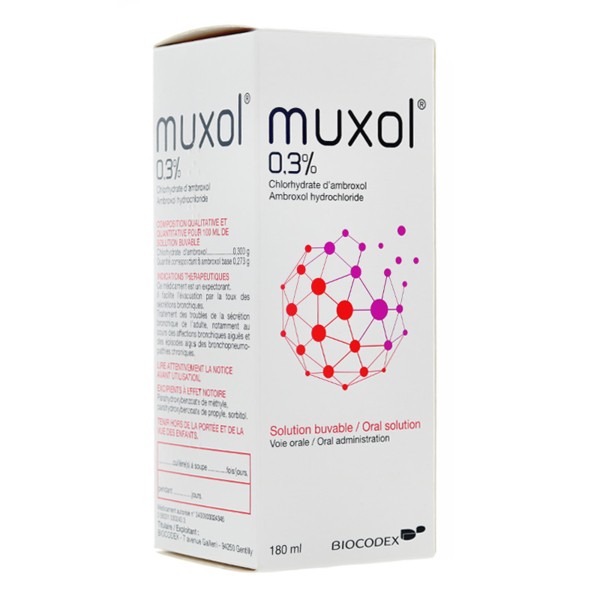 Muxol 0,3 % sirop pour la toux grasse flacon 180 ml