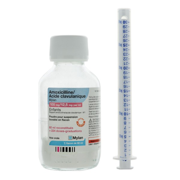 Amoxicilline Acide clavulanique 100mg/12,5mg de Mylan