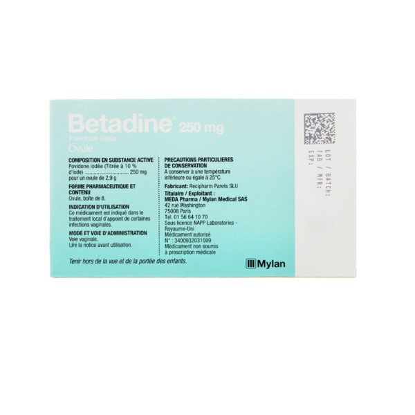 Betadine ovule pour infection gynécologique - Traitement vulvovaginite