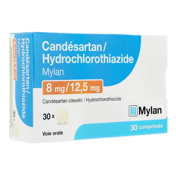Candésartan/Hydrochlorothiazide 8mg/12,5mg Mylan 30 comprimés