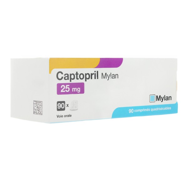 Captopril 25mg Mylan comprimé - Traitement de l'hypertension artérielle
