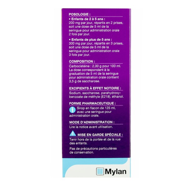 Carbocistéine 2% sirop enfant 125 ml - Toux grasse