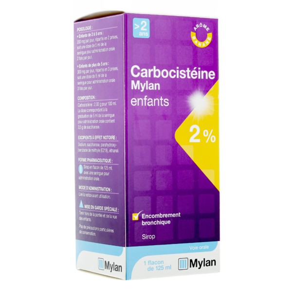 Carbocistéine 2% sirop enfant 125 ml - Toux grasse