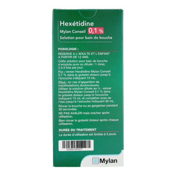 Hexetidine 0,1% Viatris bain de bouche antiseptique - Plaies buccales