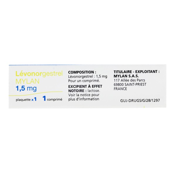 Lévonorgestrel 1,5mg Viatris 1 pilule du lendemain - Contraception d ...