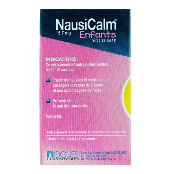 Nausicalm sirop en sachets pour mal des transports enfant