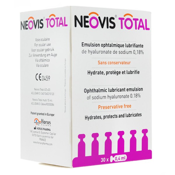 Neovis Total solution ophtalmique lubrifiante 30 unidoses - Yeux secs