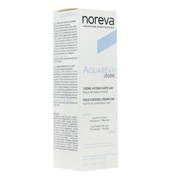 Noreva Aquareva crème hydratante 24h légère 40ml - Peau mixte