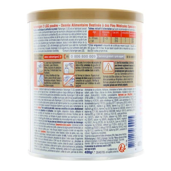 Nutramigen 2 LGG 400 g - Allergie aux protéines de lait de vache