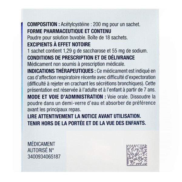 Mucomyst sachet - Expectorant toux grasse - Fluidifiant bronchique