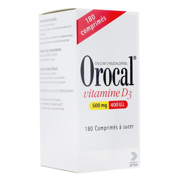 Orocal vitamine D3 500 mg 400 UI à sucer |Calcium et vit D |Ostéoporose