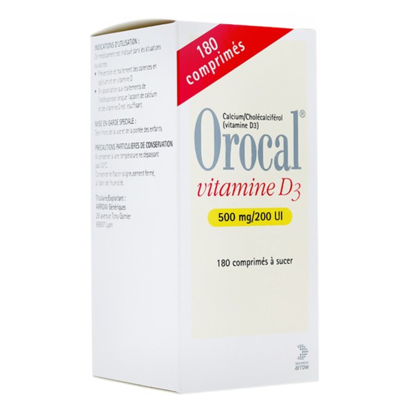 Orocal vitamine D3 500 mg/200 UI comprimés à sucer - Carence en calcium