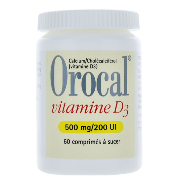 Orocal vitamine D3 500 mg/200 UI comprimés à sucer - Carence en calcium