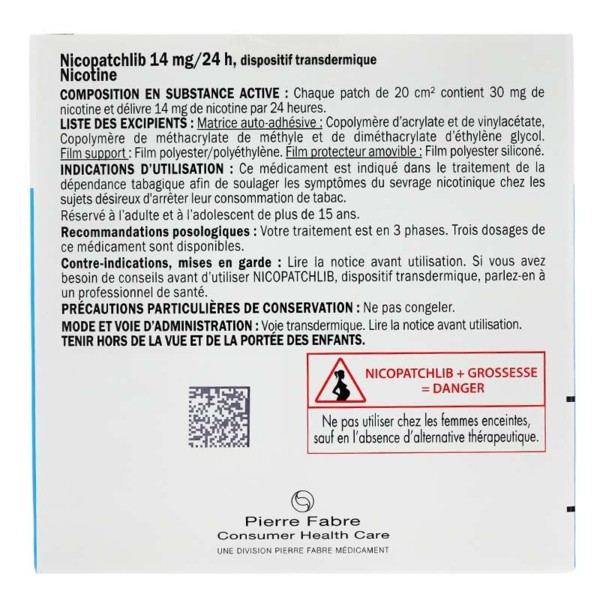 Nicopatch lib 14 mg / 24 h Patch nicotine anti tabac - Arrêt cigarette