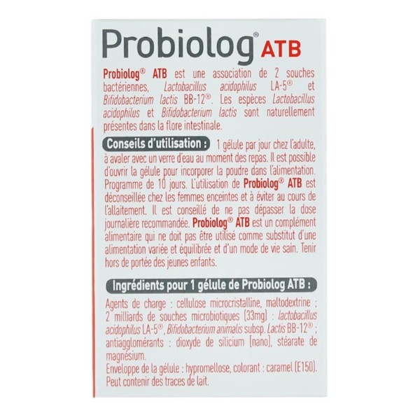 Probiolog ATB 10 gélules - Probiotique pour la flore intestinale