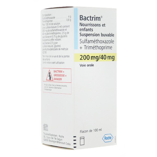 Bactrim Nourrissons et enfants 200mg/40mg suspension buvable - Antibiotique