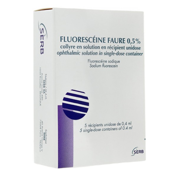 Fluorescéine Faure 0,5% collyre unidose - Diagnostic - Fond d'oeil