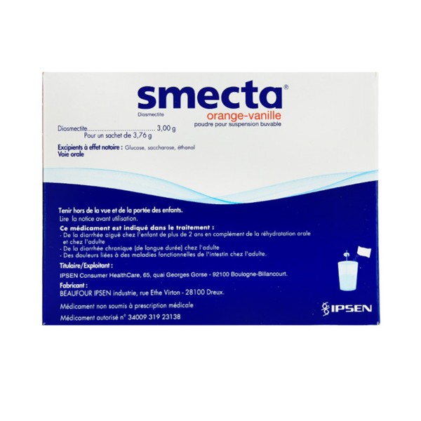 Smecta sachet orange vanille - Médicament contre la diarrhée - Gastro