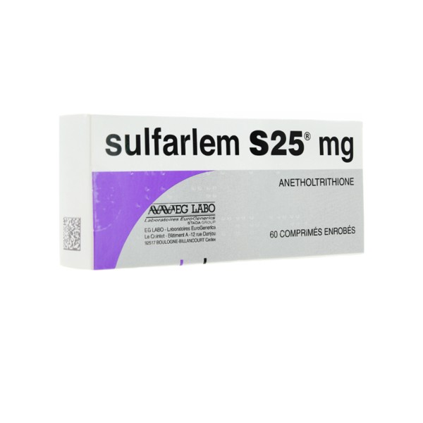 Sulfarlem S 25 mg 60 comprimés - Bouche sèche et yeux secs