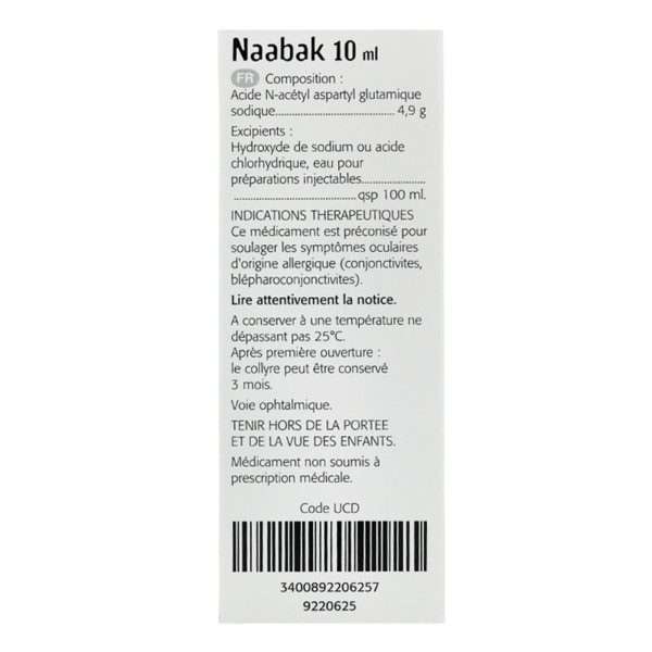 Naabak collyre antihistaminique pour Conjonctivite allergique