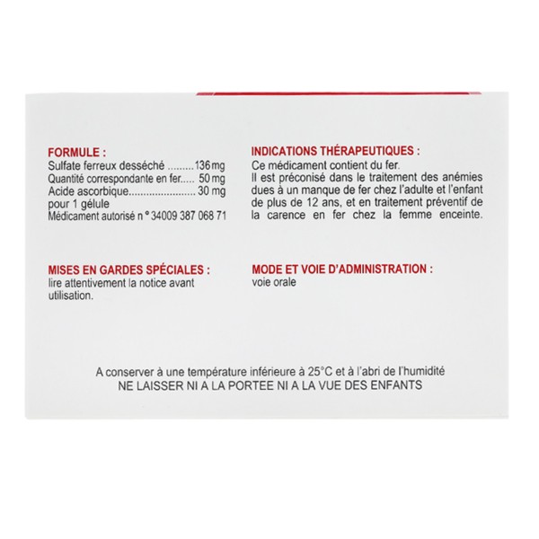 Timoferol en gélules - Anémie ferriprive - Carences en fer