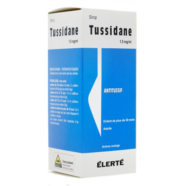 Tussidane 1,5mg/ml sirop antitussif - Toux sèche et d'irritation
