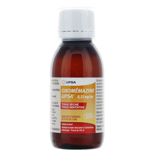 Oxomémazine sans sucre UPSA sirop antitussif 125ml - Toux sèche