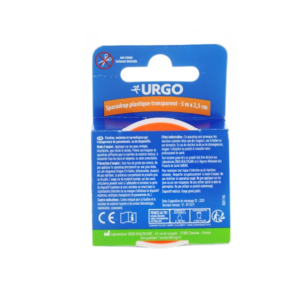 Urgo Plastic sparadrap transparent 2.5 cm x 5 m – Adhésif discret
