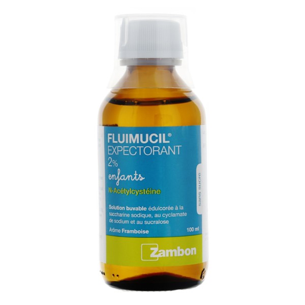 Fluimucil expectorant 2% sans sucre - Sirop toux grasse enfant - Bronchite