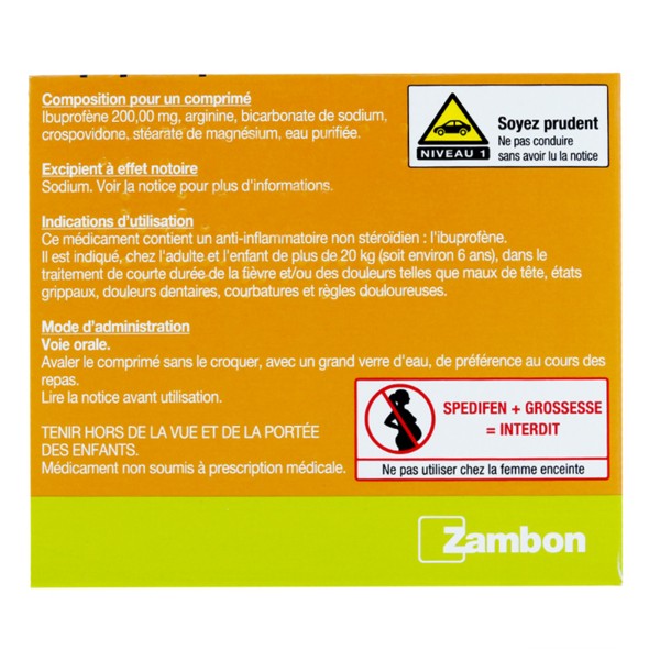 Spedifen 200 mg comprimé - Ibuprofène pour douleurs et fièvre
