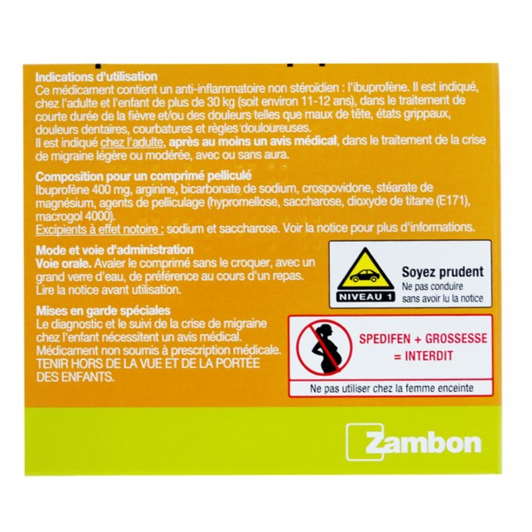 Spedifen 400 mg comprimé - Ibuprofène - Douleurs et fièvre