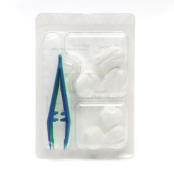 Set de pansement simple - Kit soin stérile : 2 pinces + 8 tampons