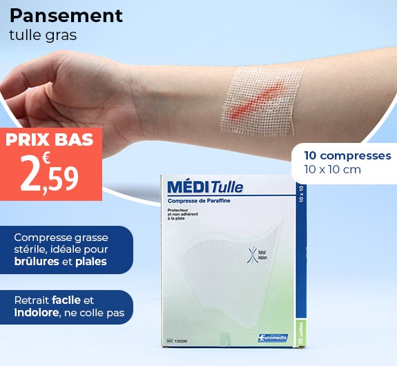 Pansement interface et tulle gras pour soigner les plaies